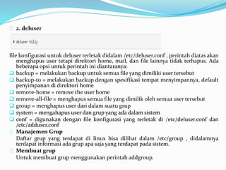 Manajemen user dan grup di linux | PPTX