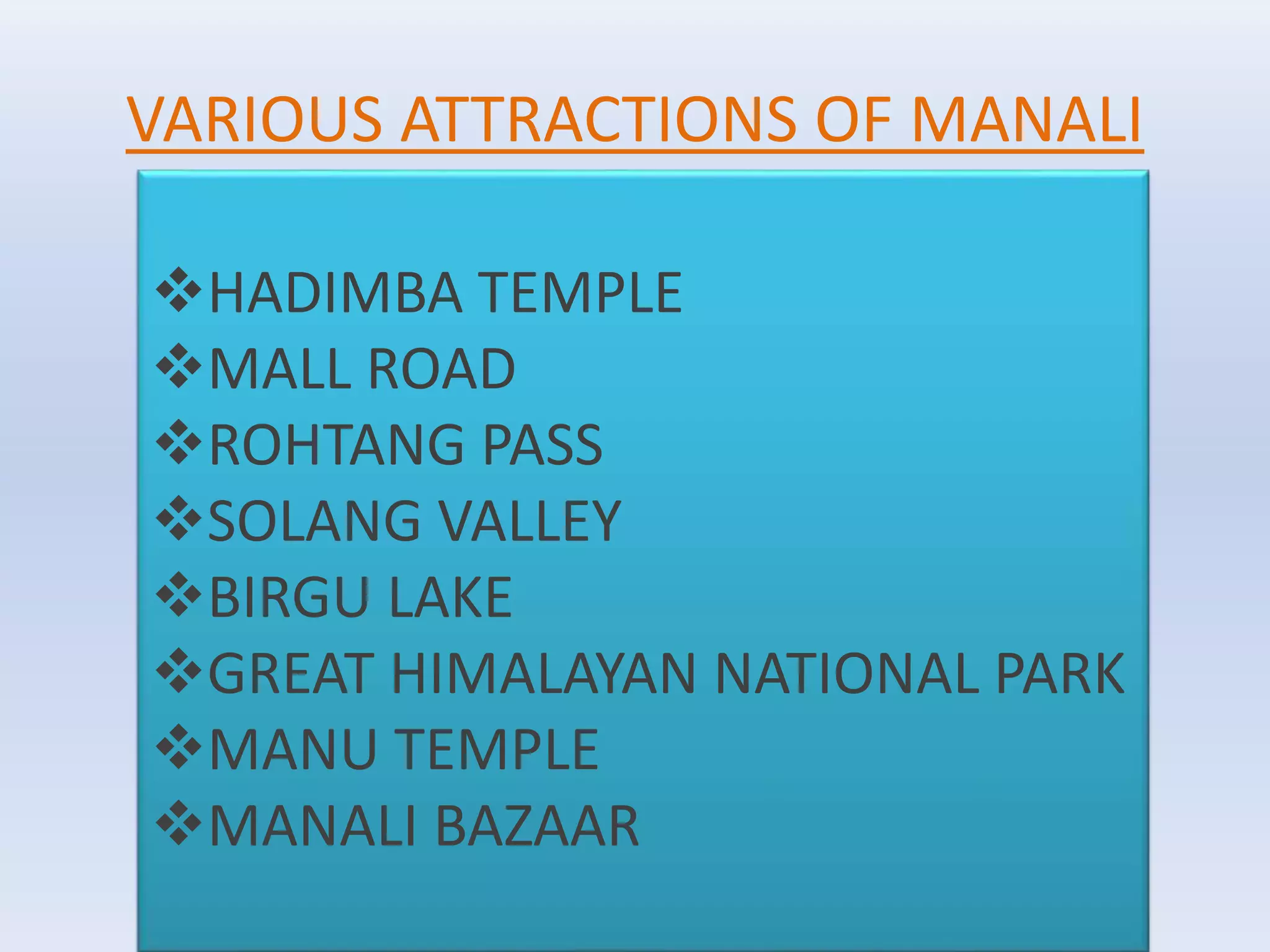 Presentation on Manali | PPTX