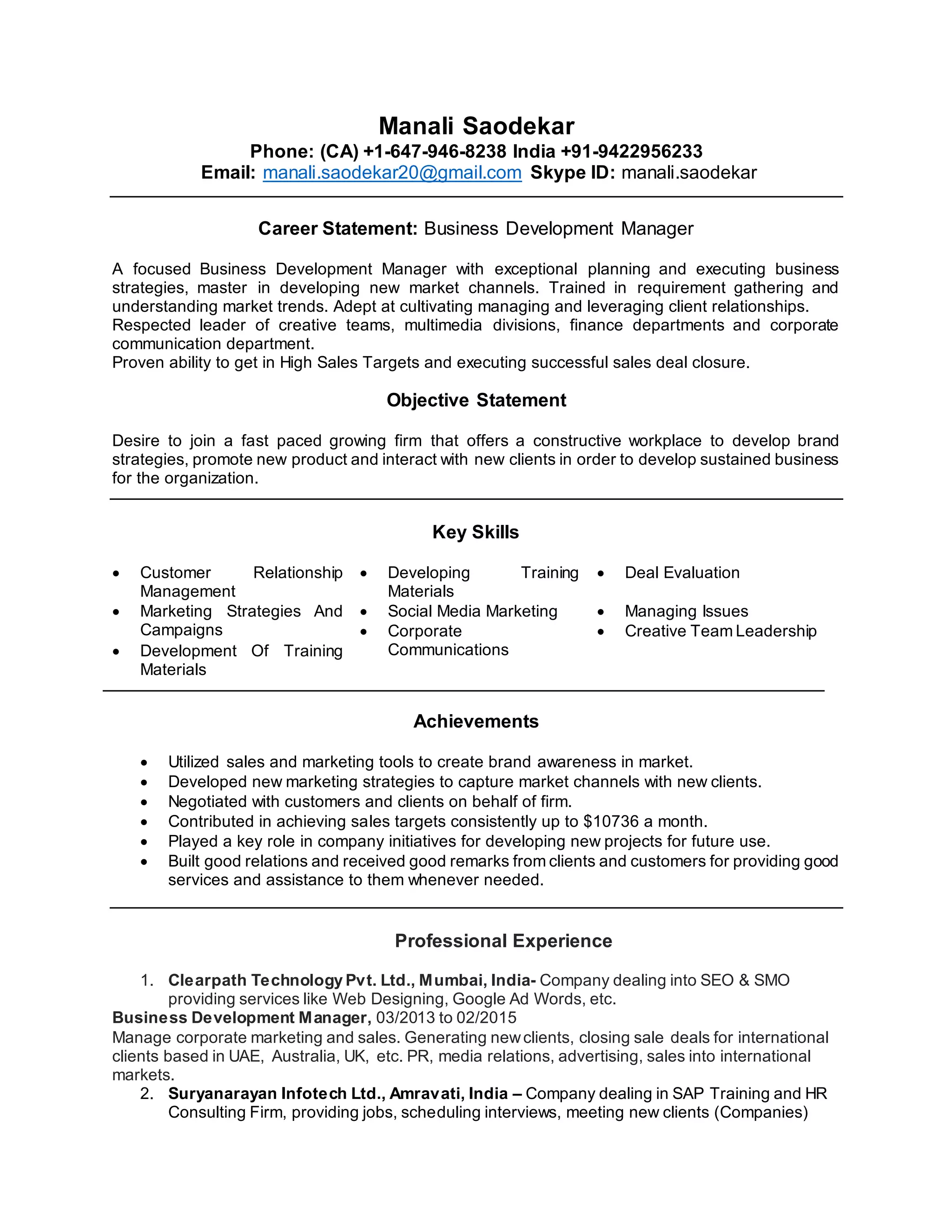 Manali saodekar,MBA-HR & Marketing-Resume | DOCX
