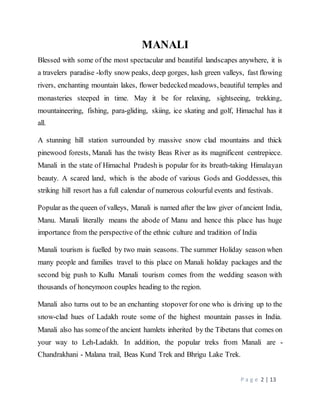 Manali Tourism | DOCX