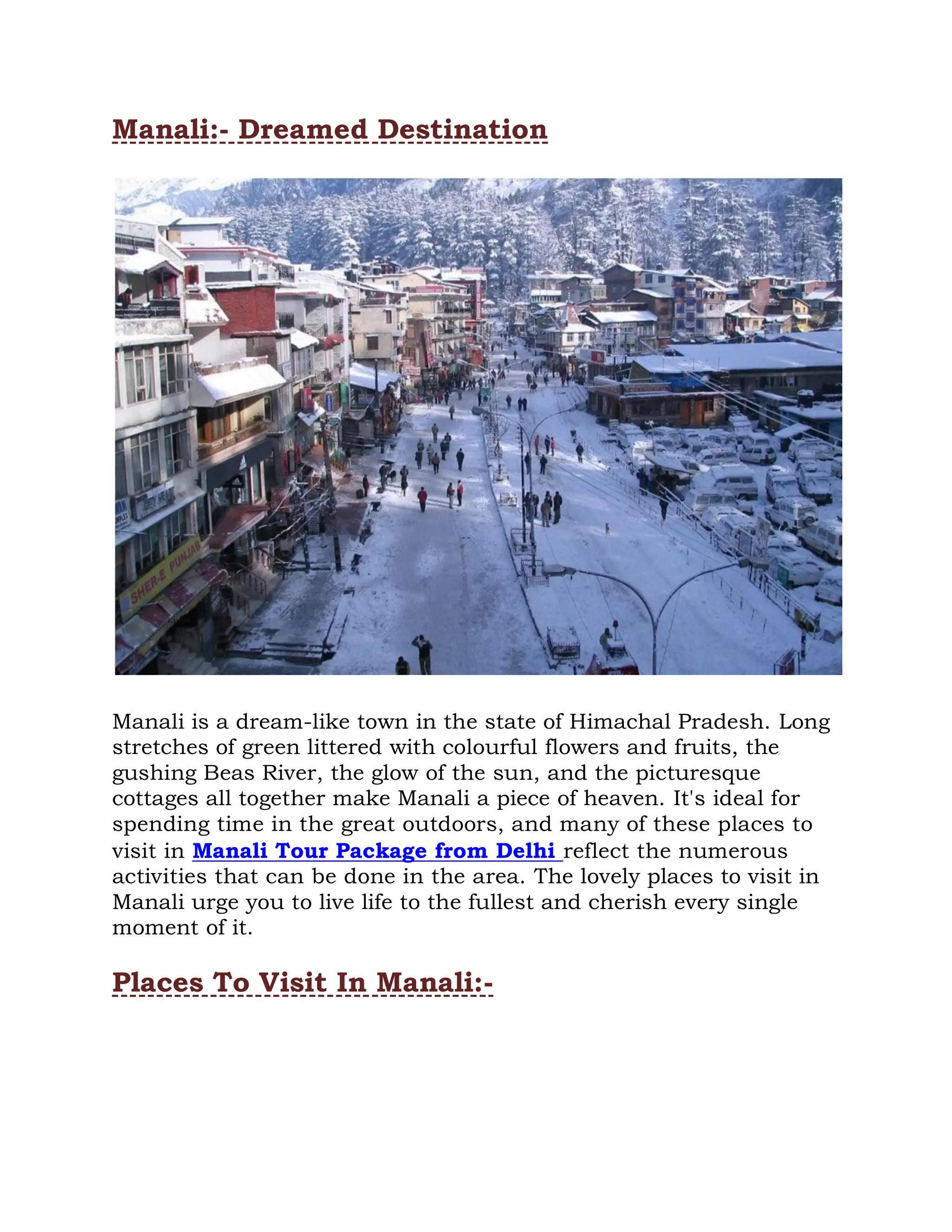 Manali Tour Package | PDF