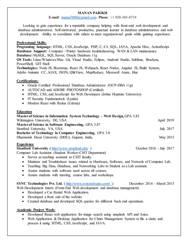 Manan Parikh Resume | DOCX