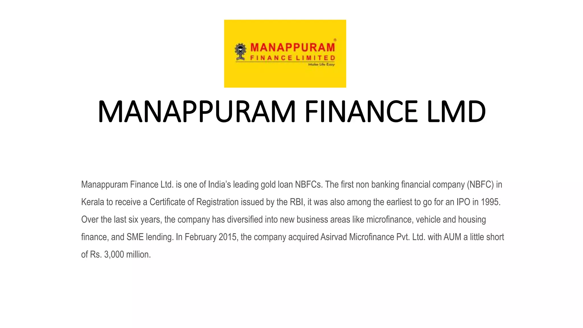 Manappuram finance lmd | PPTX