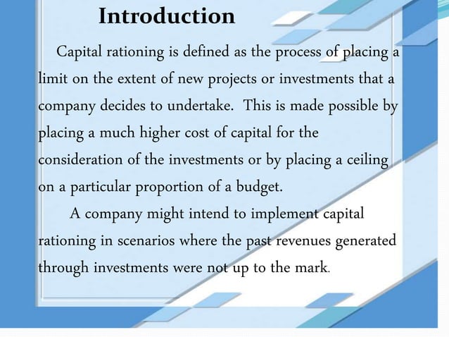 Capital rationing - Meaning, Types and Problems of Project Selection ...