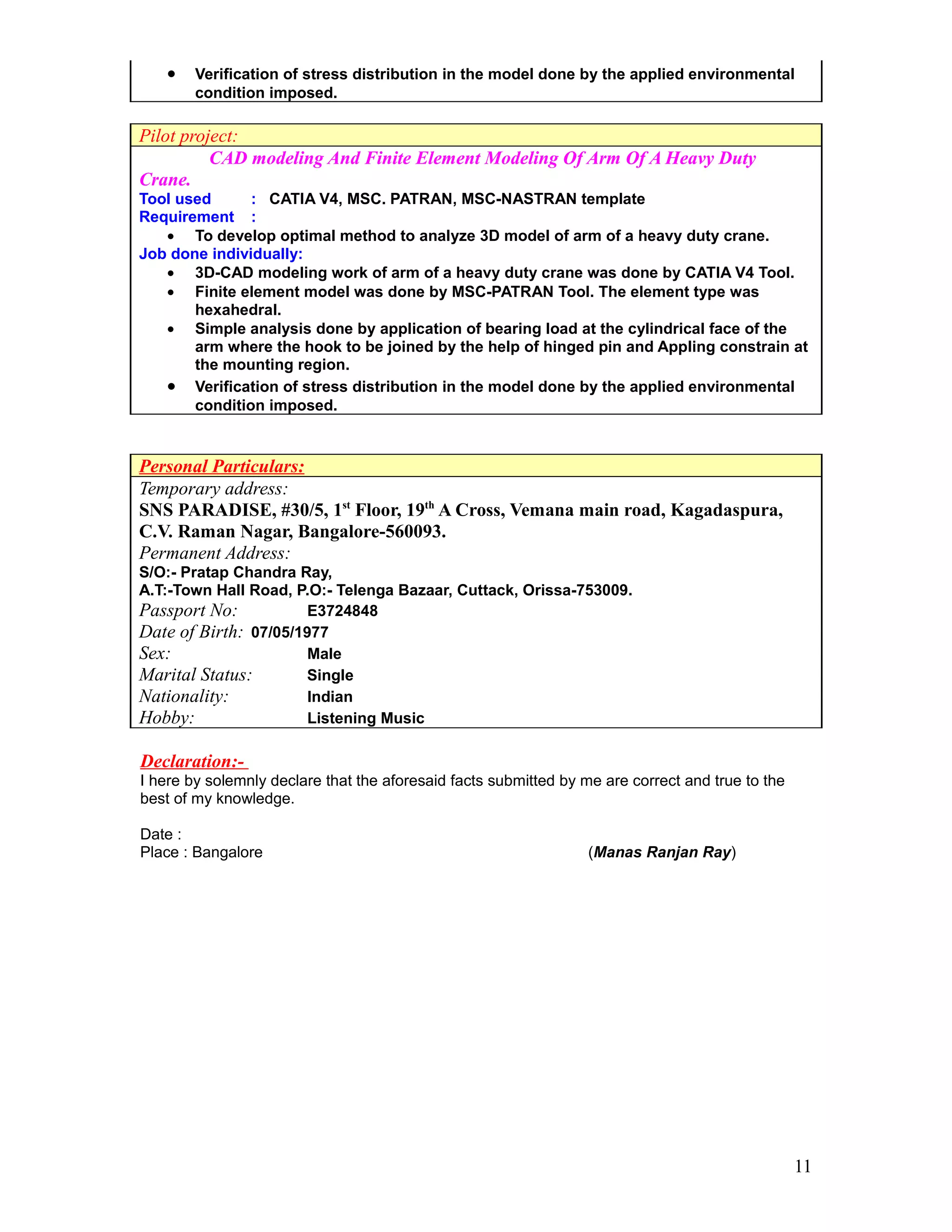 Manas ranjan ray_resume | PDF