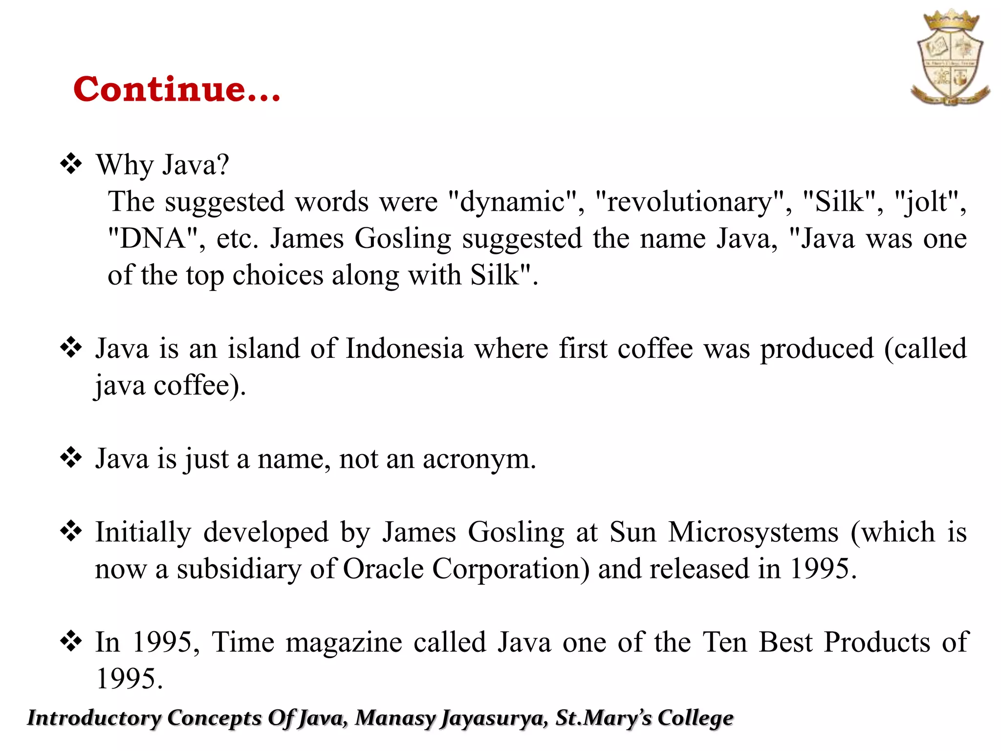 INTRODUCTORY CONCEPTS OF JAVA | PPTX