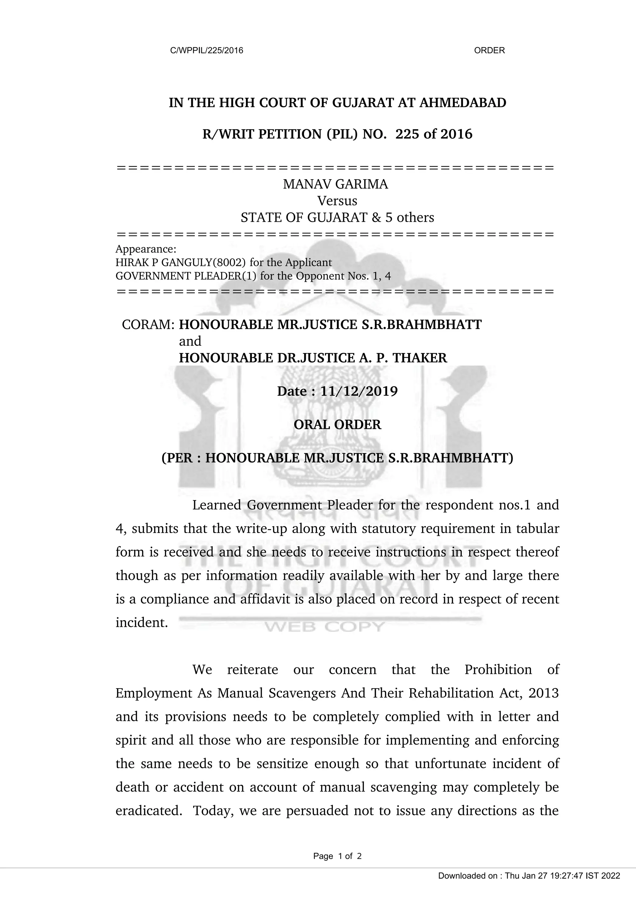 Manav garima v. state of gujarat 11.12.2019