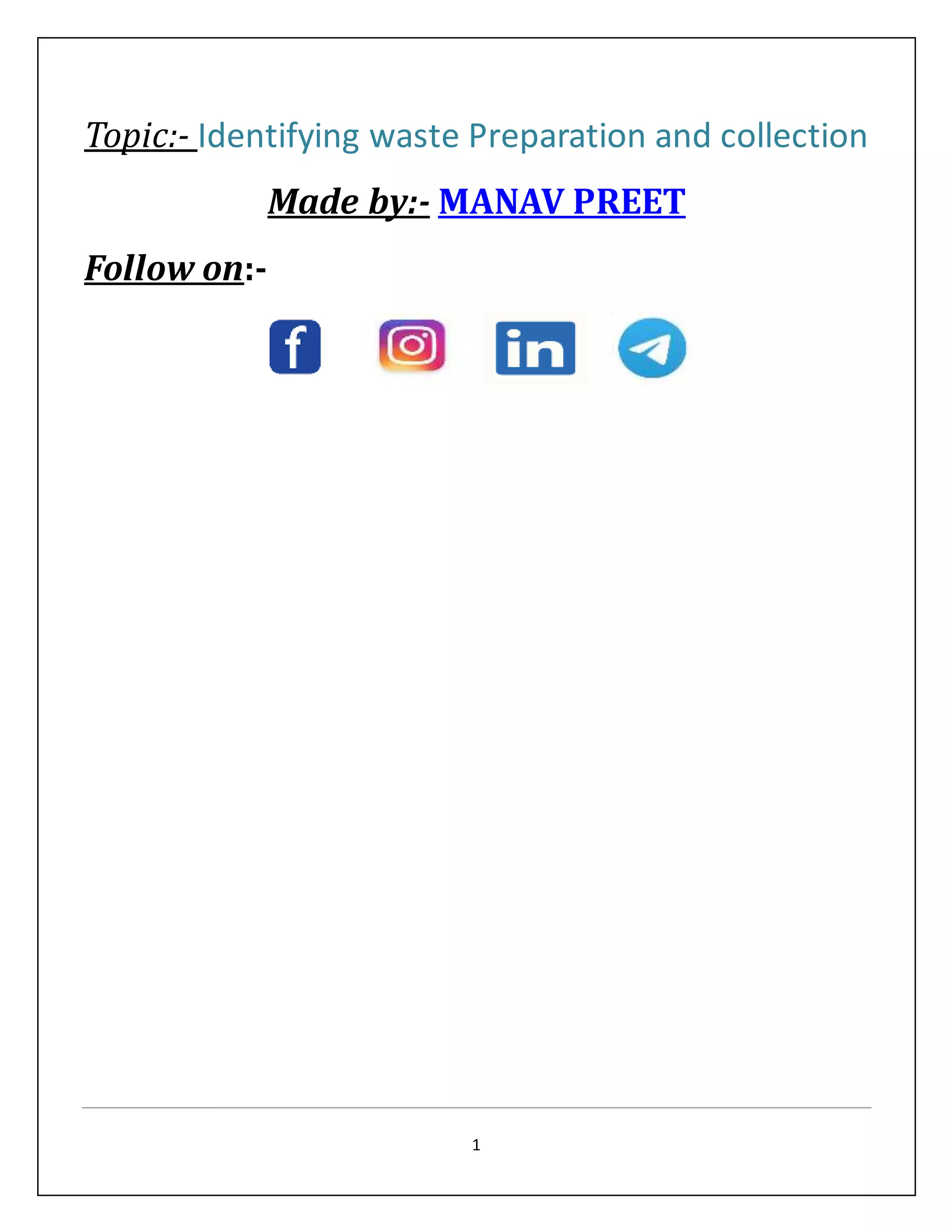 Identifying waste Preparation and collection | PDF