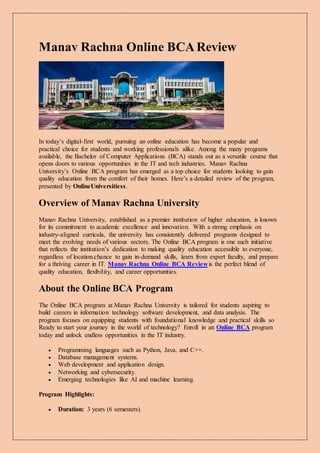 Manav Rachna Online BCA Review.pdf,,,,,, | PDF