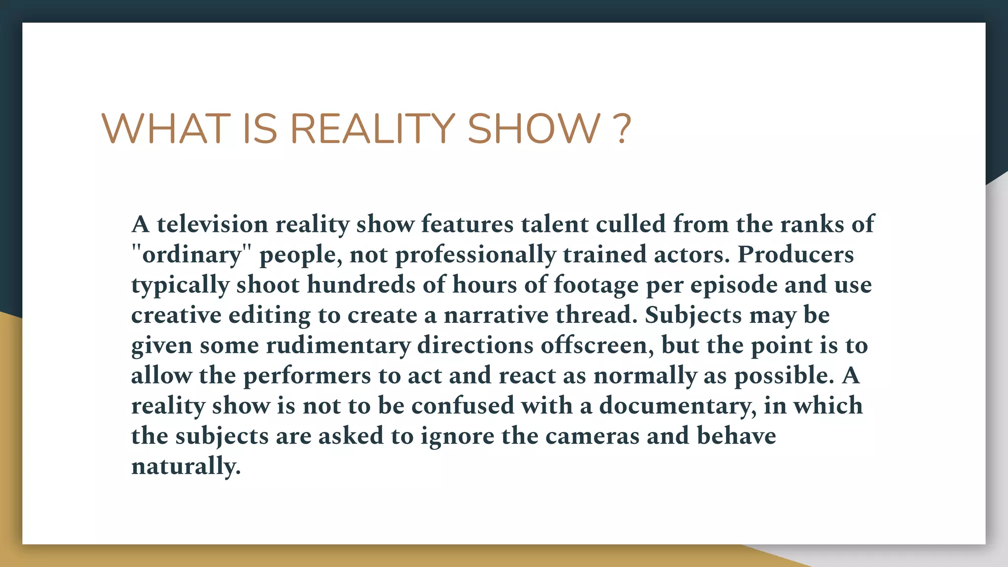 Reality Show ppt | PDF