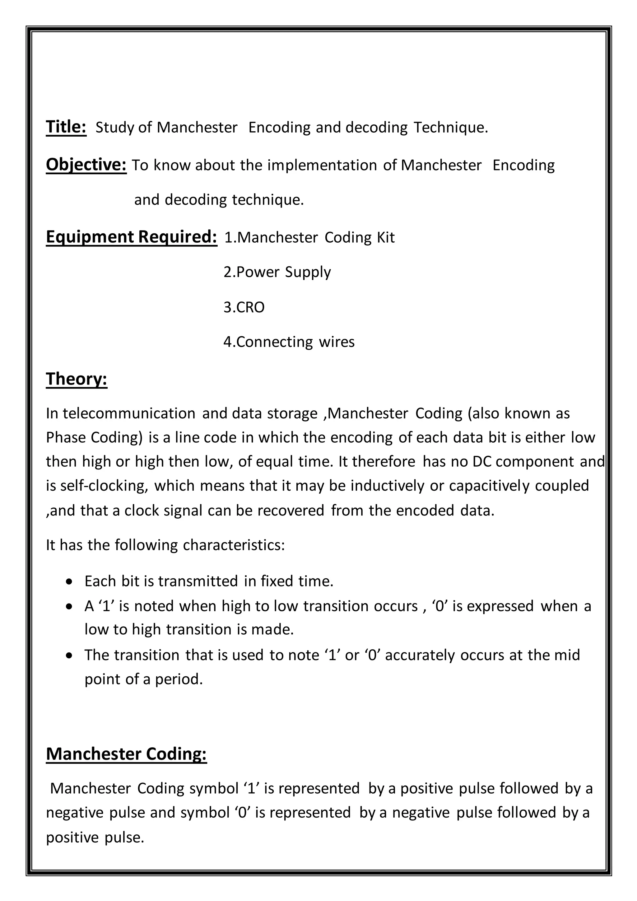 Manchester coding | PDF