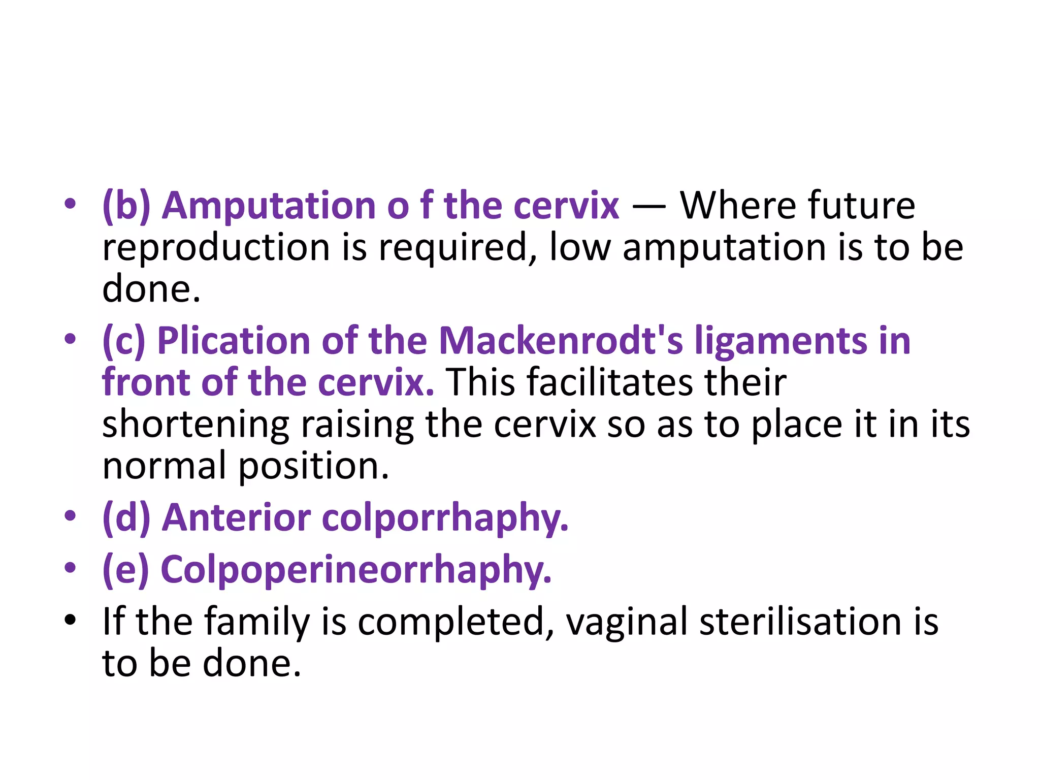Manchester repair (Fothergill’s Operation) | PPTX