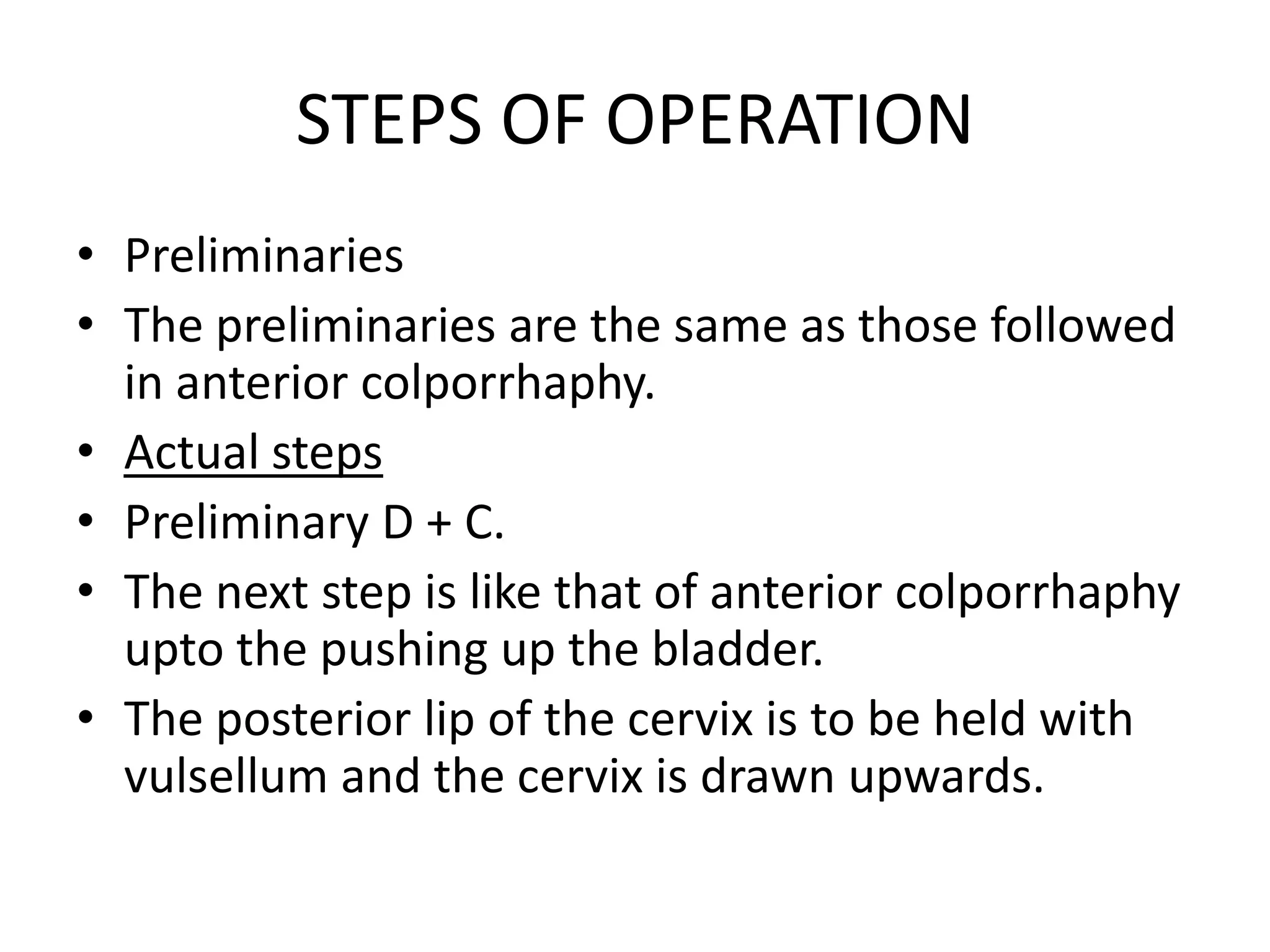 Manchester repair (Fothergill’s Operation) | PPTX