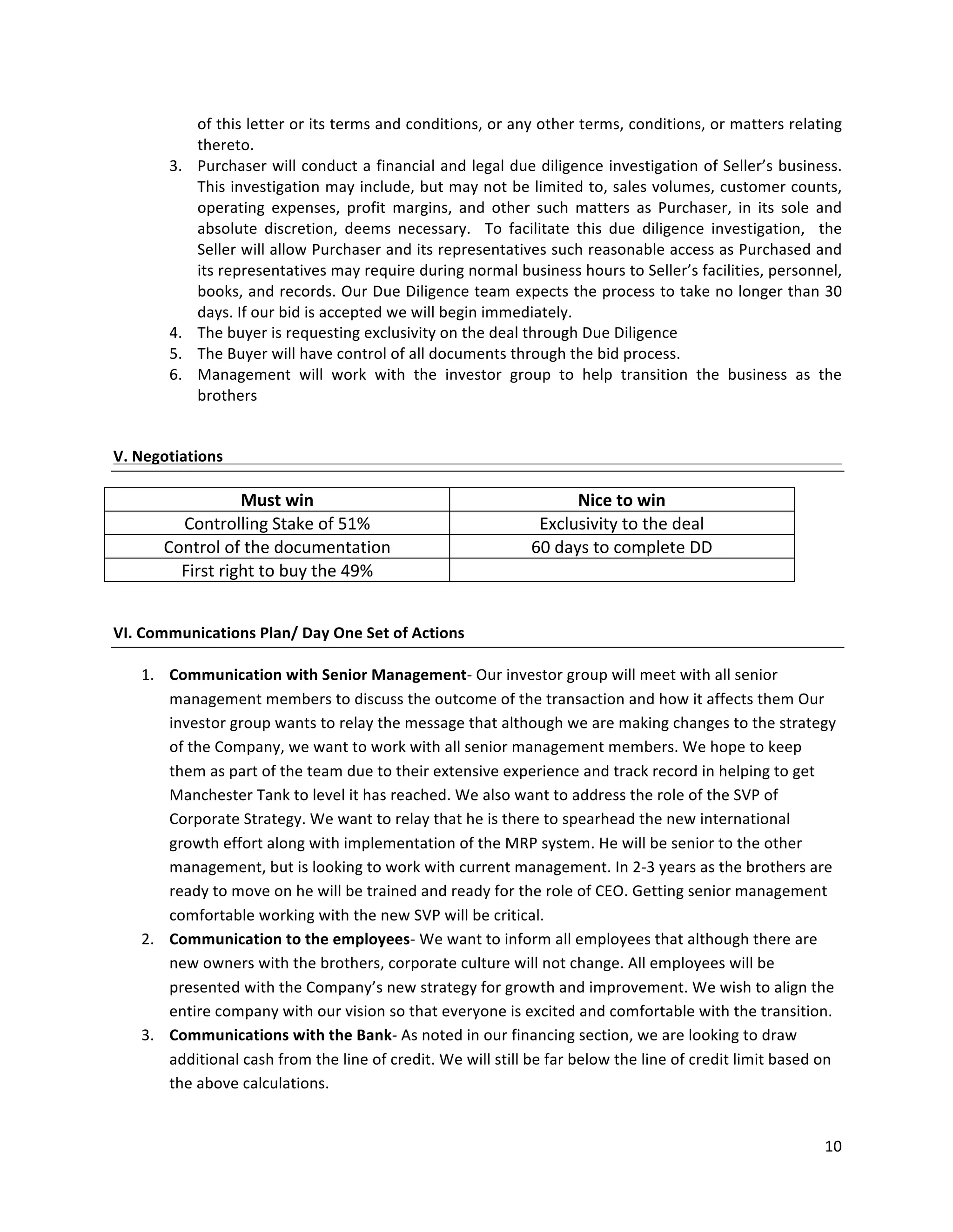 Letter of intent (LOI) to buy a mid size manufacturing firm | PDF