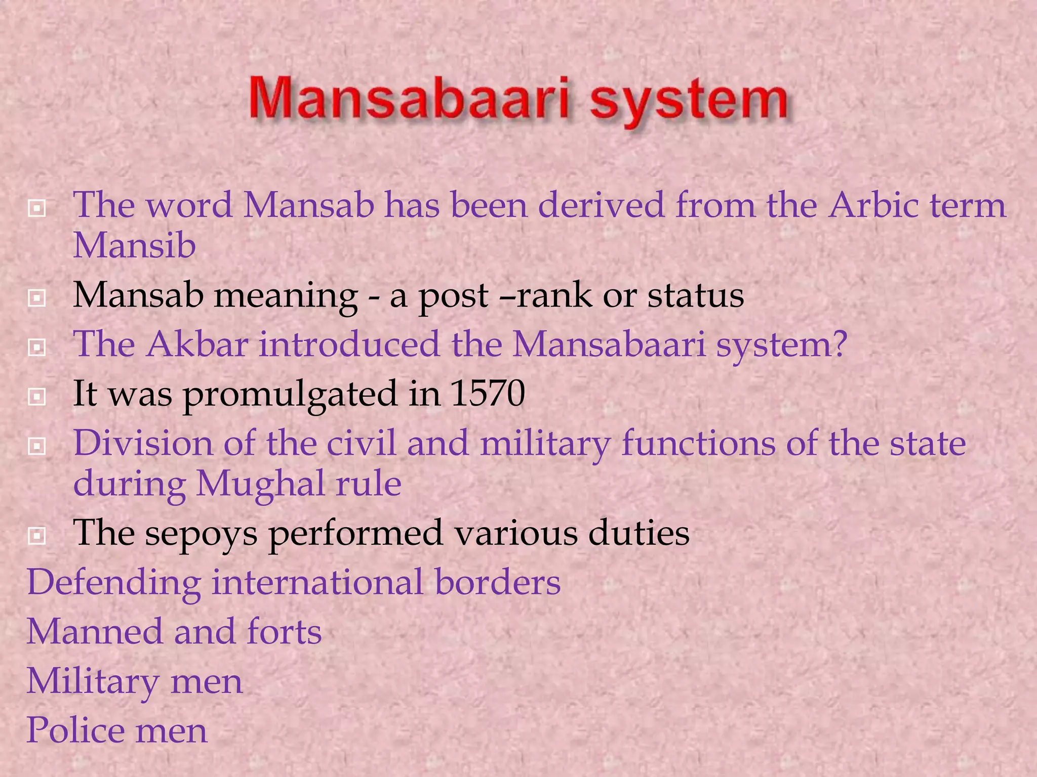 Mughals and Mandabdari System | PPTX