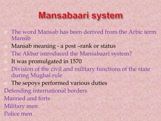 Mughals and Mandabdari System | PPTX