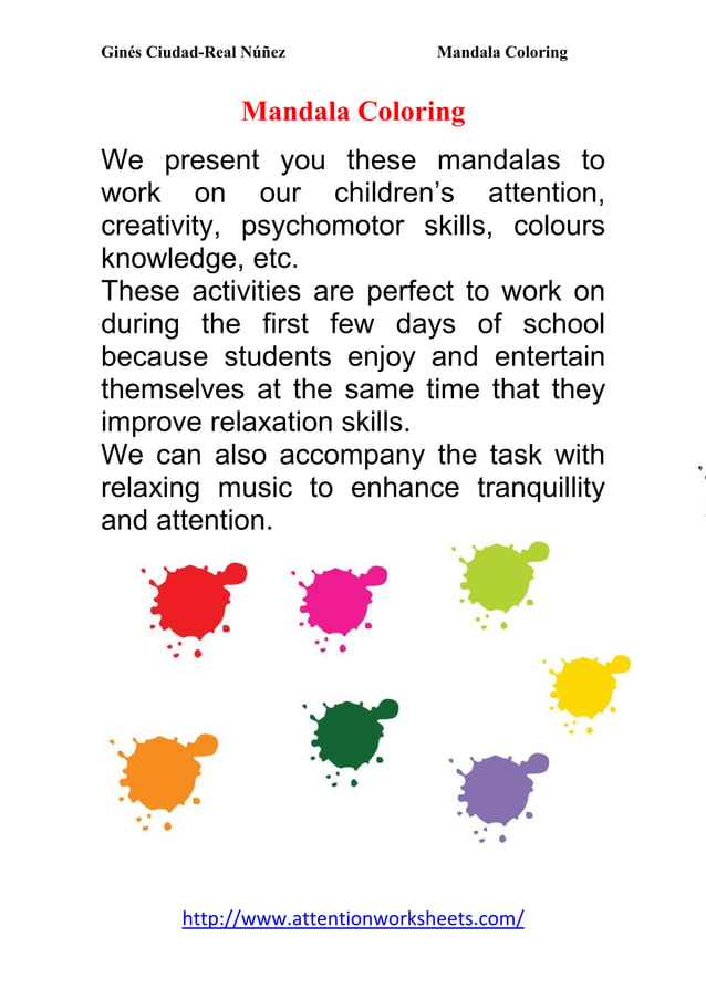 Mandala coloring-activities-pdf | PDF | Arts and Crafts | Hobbies ...