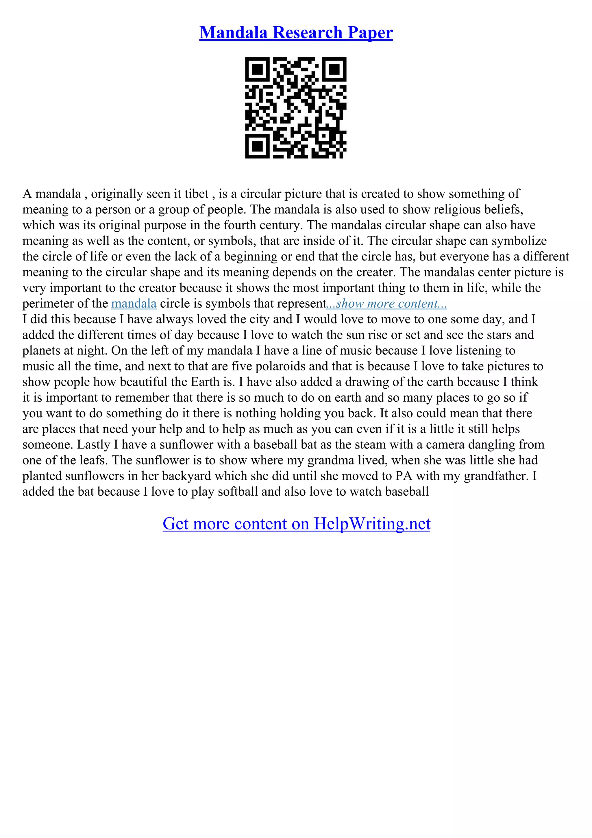 Mandala Essay Examples | PDF