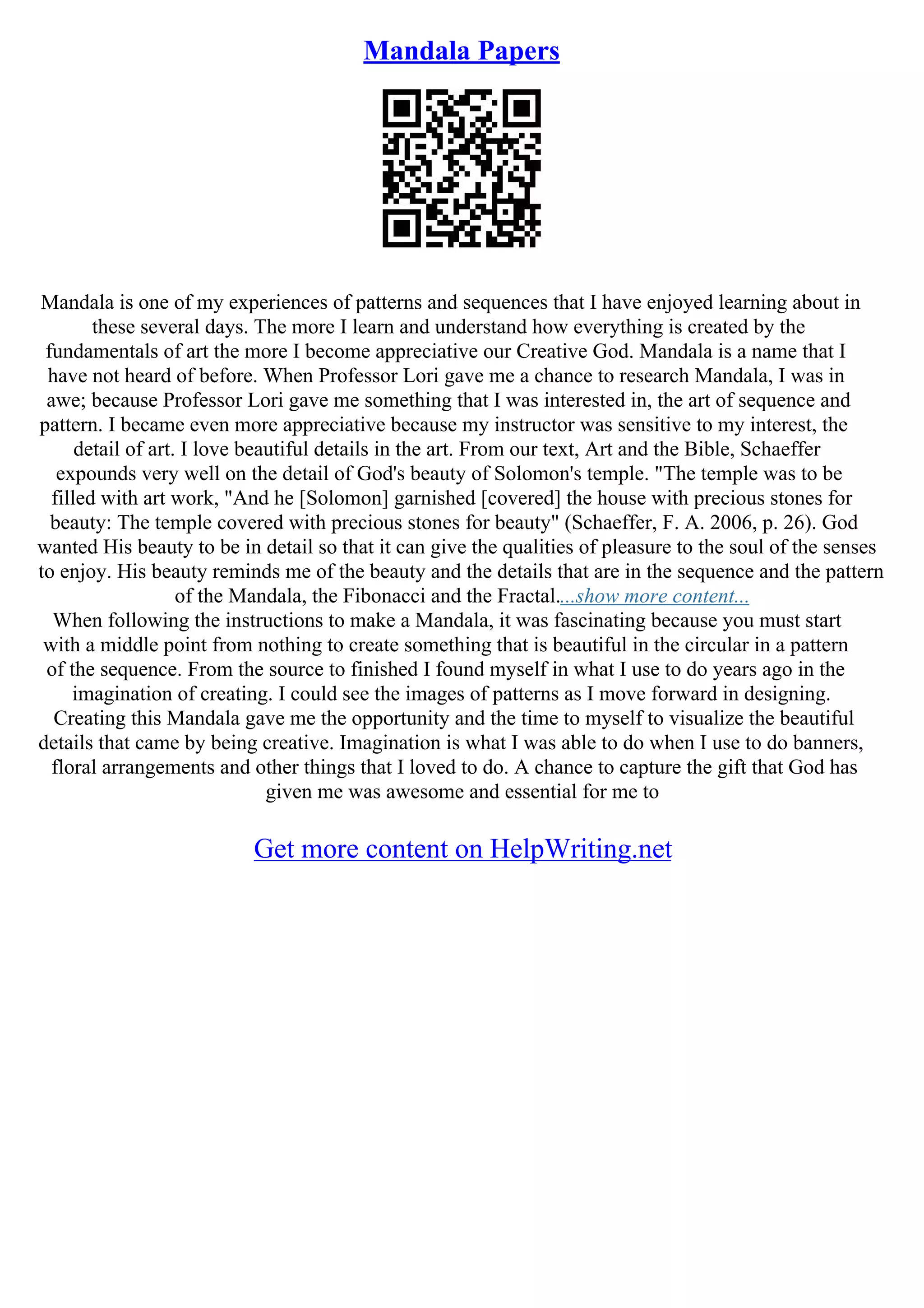 Mandala Essay Examples | PDF