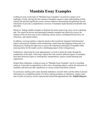 Mandala Essay Examples | PDF