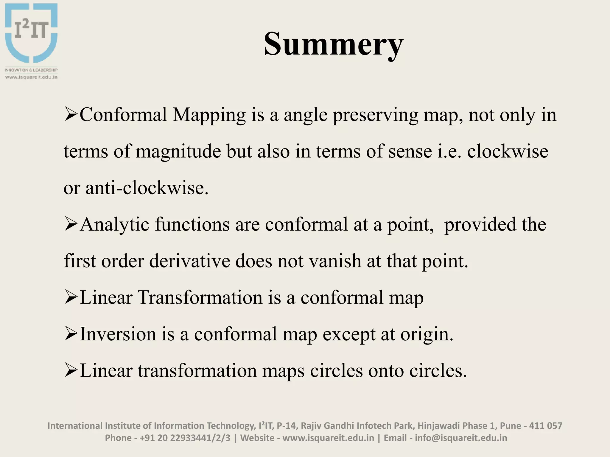 Conformal Mapping Introduction And Examples Pptx