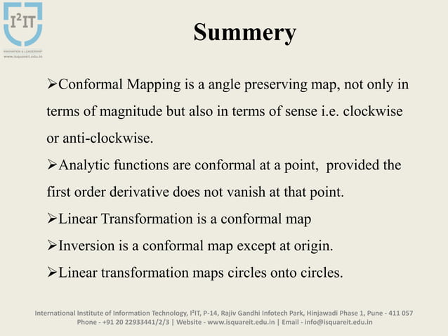 Conformal Mapping - Introduction & Examples | PPTX