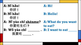 "Nǐ yào chī shénme? Exploring Dining Culture and Food Choices in ...