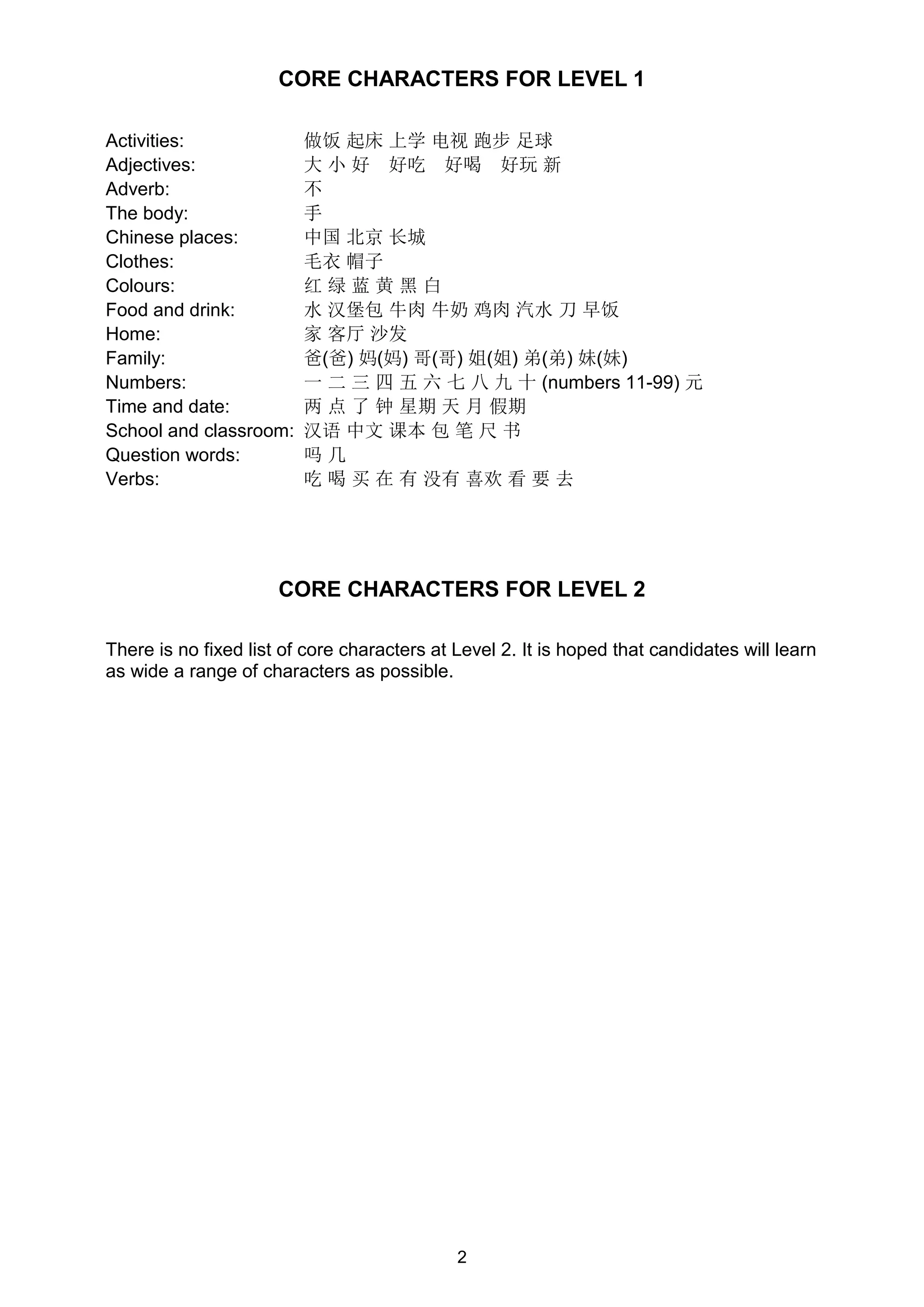 Mandarin chinese common_entrance_level_1_and_2_word_and_character_list ...