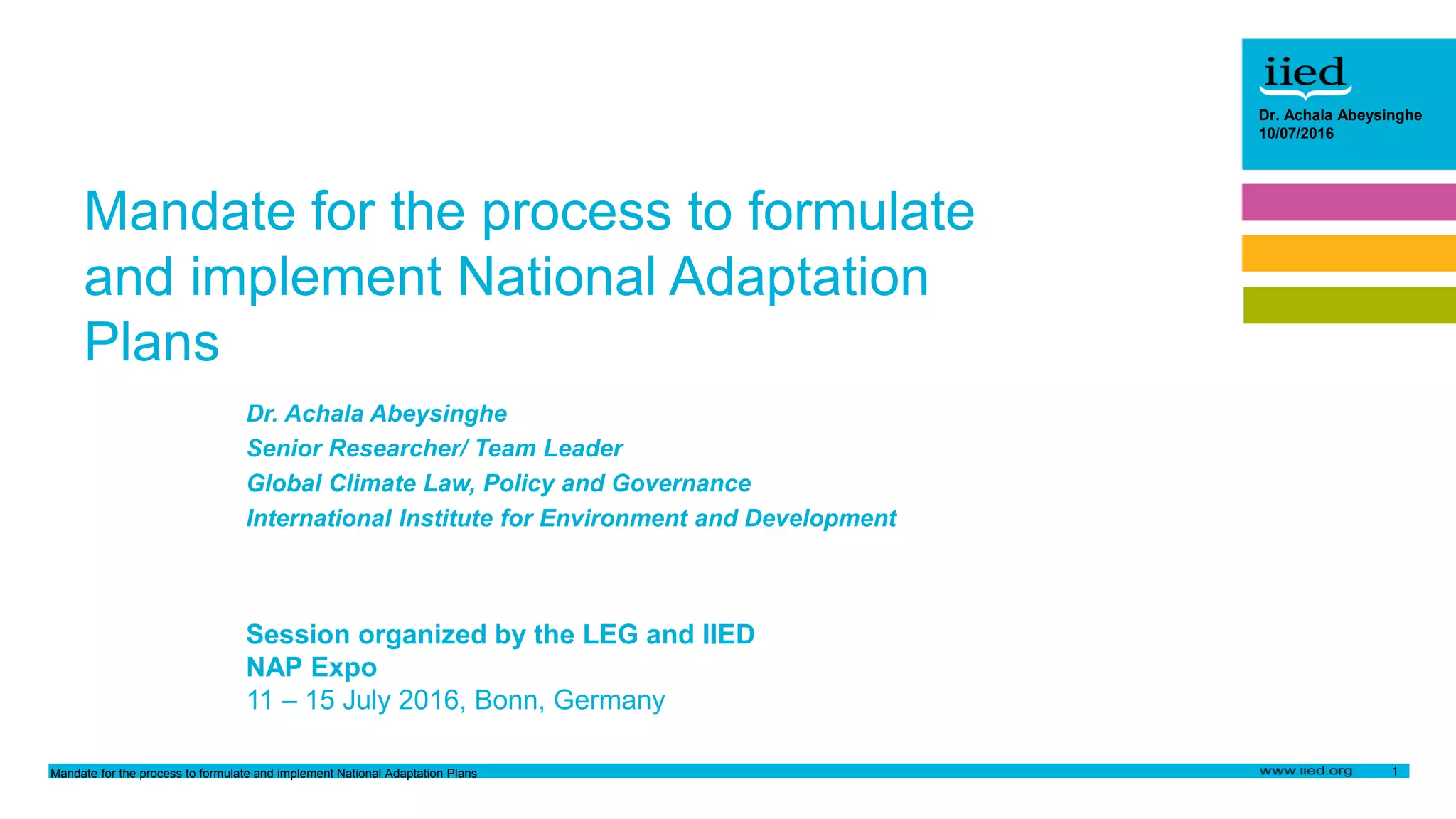 Mandate for the process to formulate and implement National Adaptation Plans | PPT