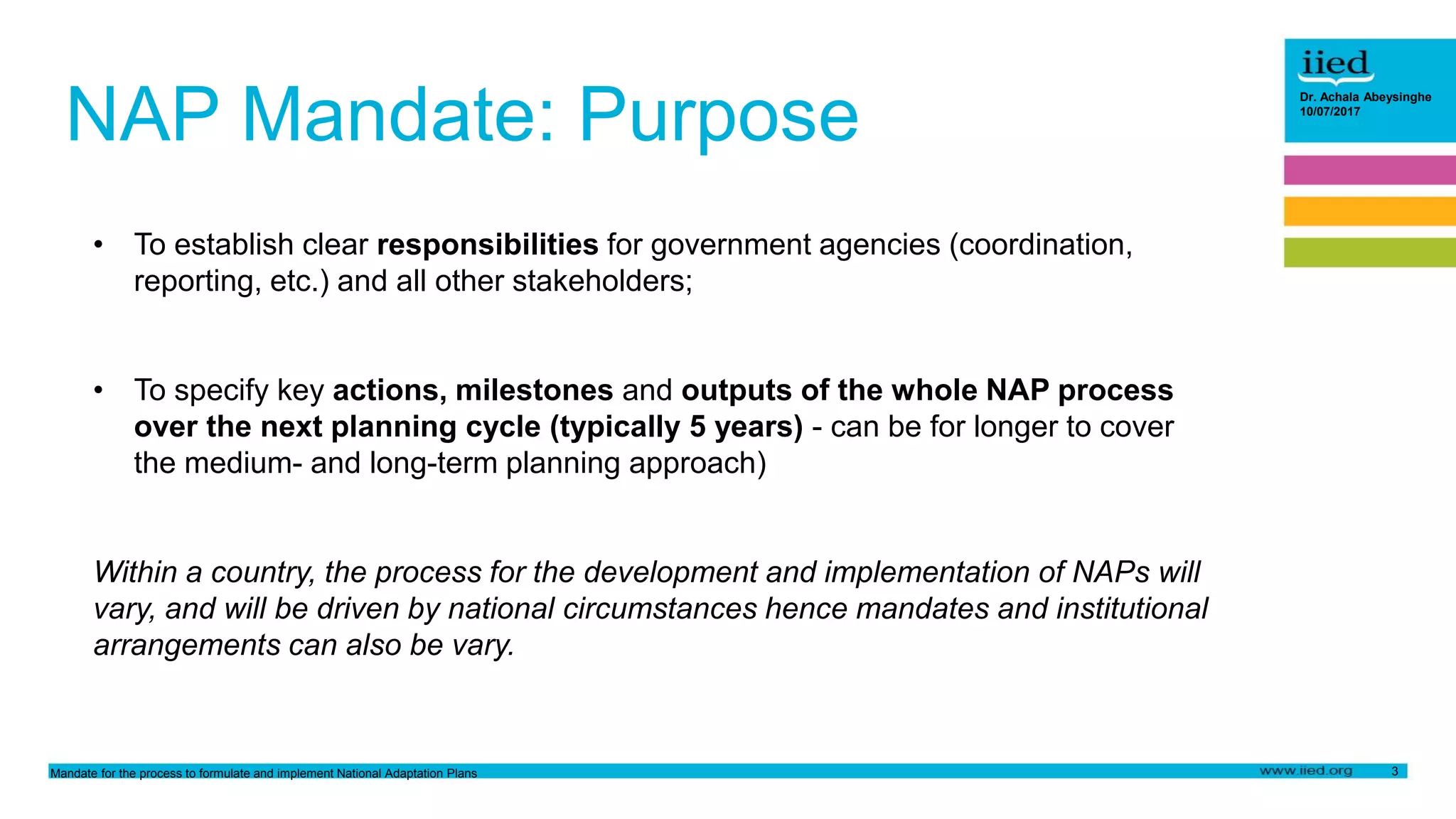 Mandate for the process to formulate and implement National Adaptation ...