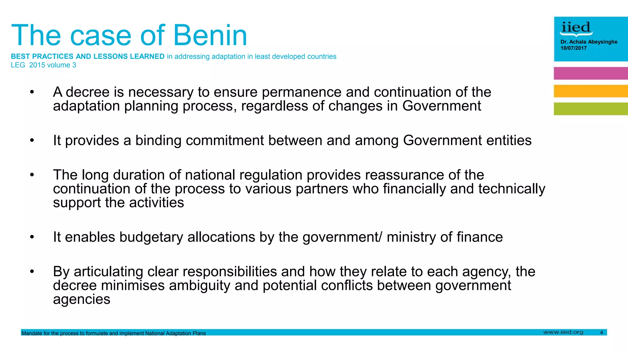 Mandate for the process to formulate and implement National Adaptation ...