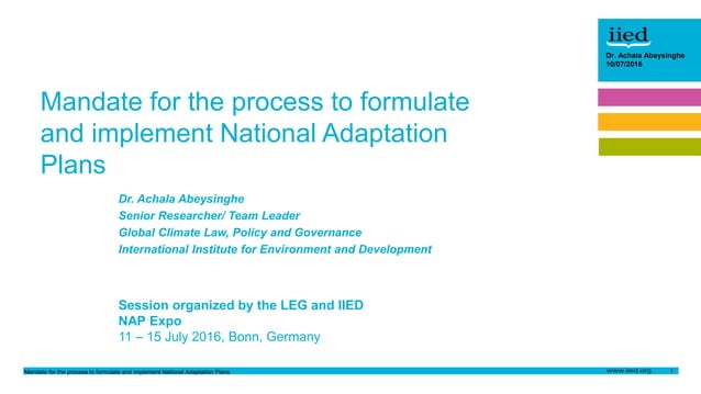 Mandate For The Process To Formulate And Implement National Adaptation Plans Ppt