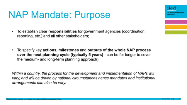 Mandate for the process to formulate and implement National Adaptation ...
