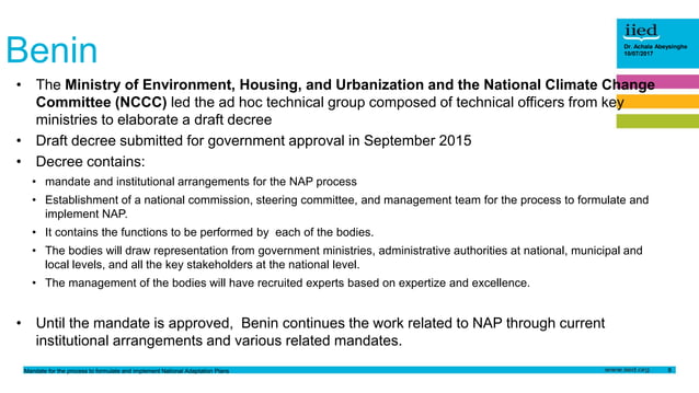 Mandate for the process to formulate and implement National Adaptation ...