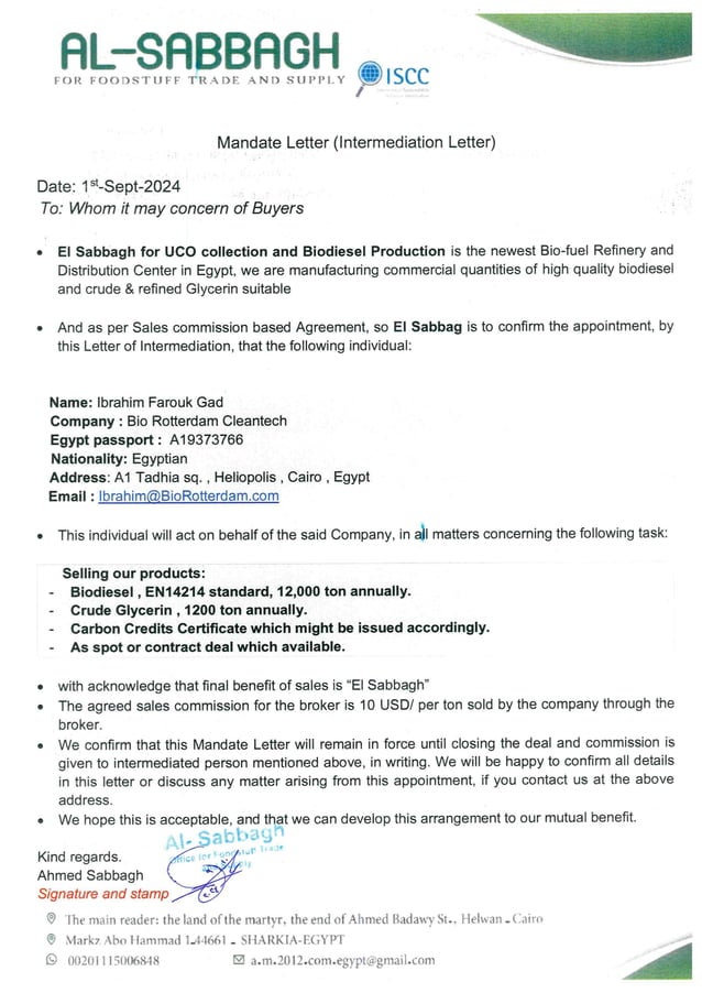 Mandate Letter (Intermediation Letter) Sabbagh Biodiesel.pdf