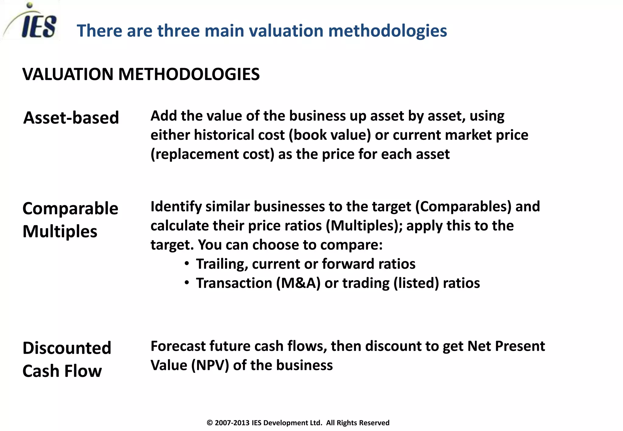 Mand a toolkit valuation methodologies | PPT