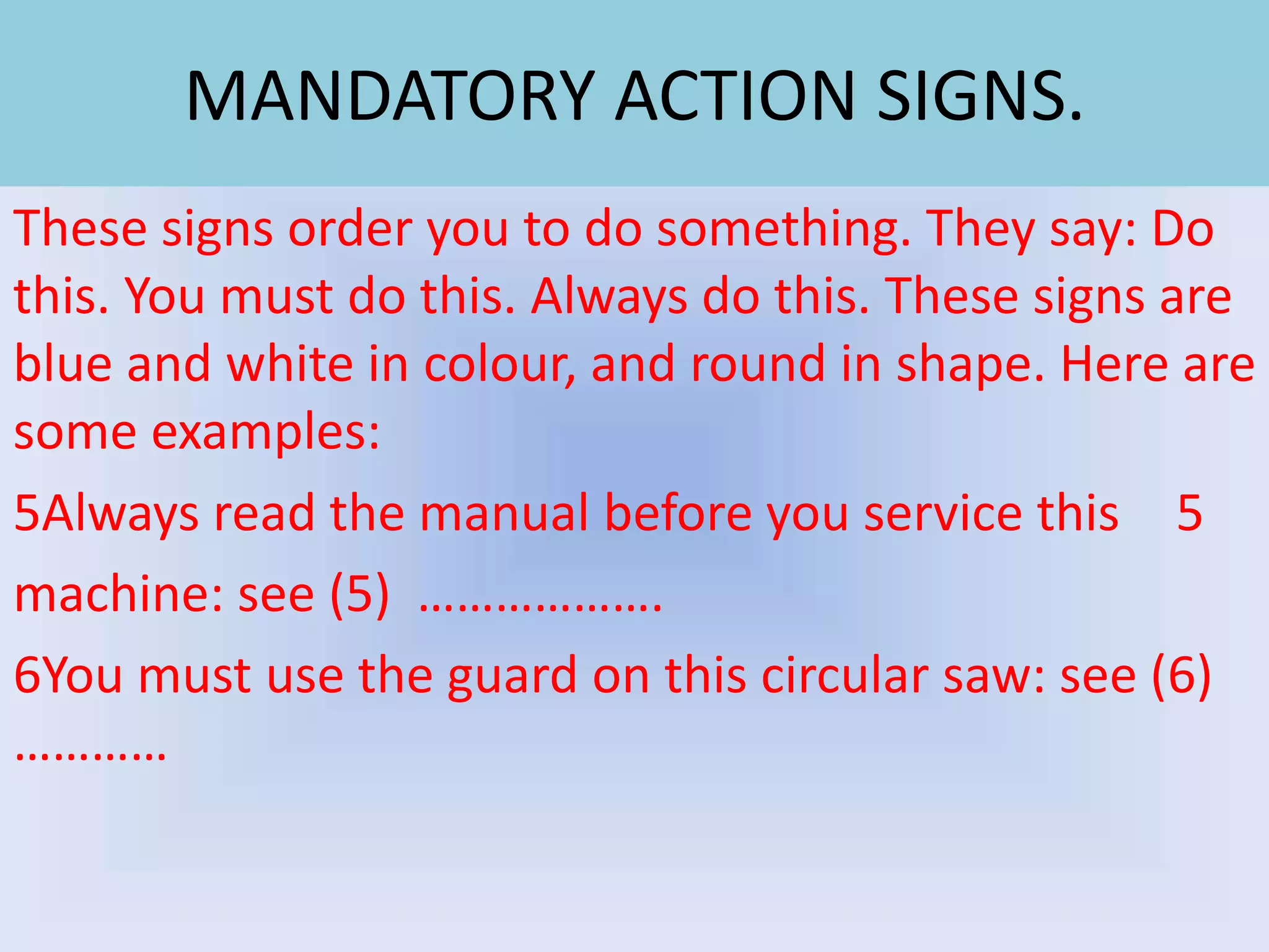 Mandatory action signs | PPTX
