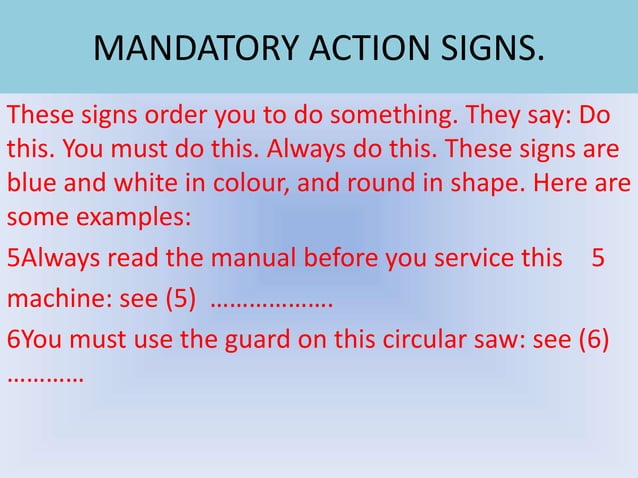 Mandatory action signs | PPTX