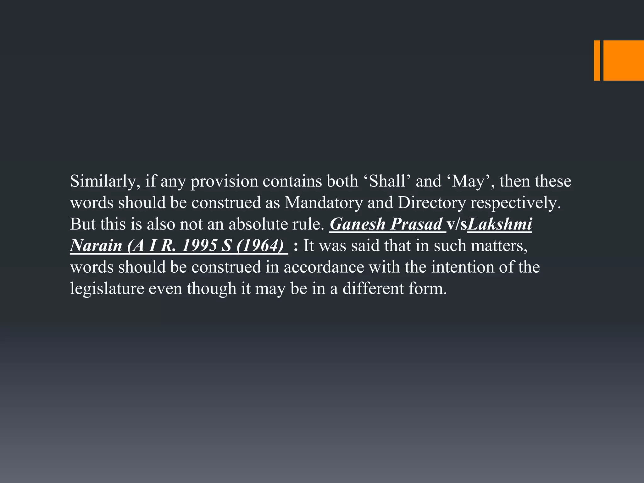 Mandatory and directory provisions | PPTX