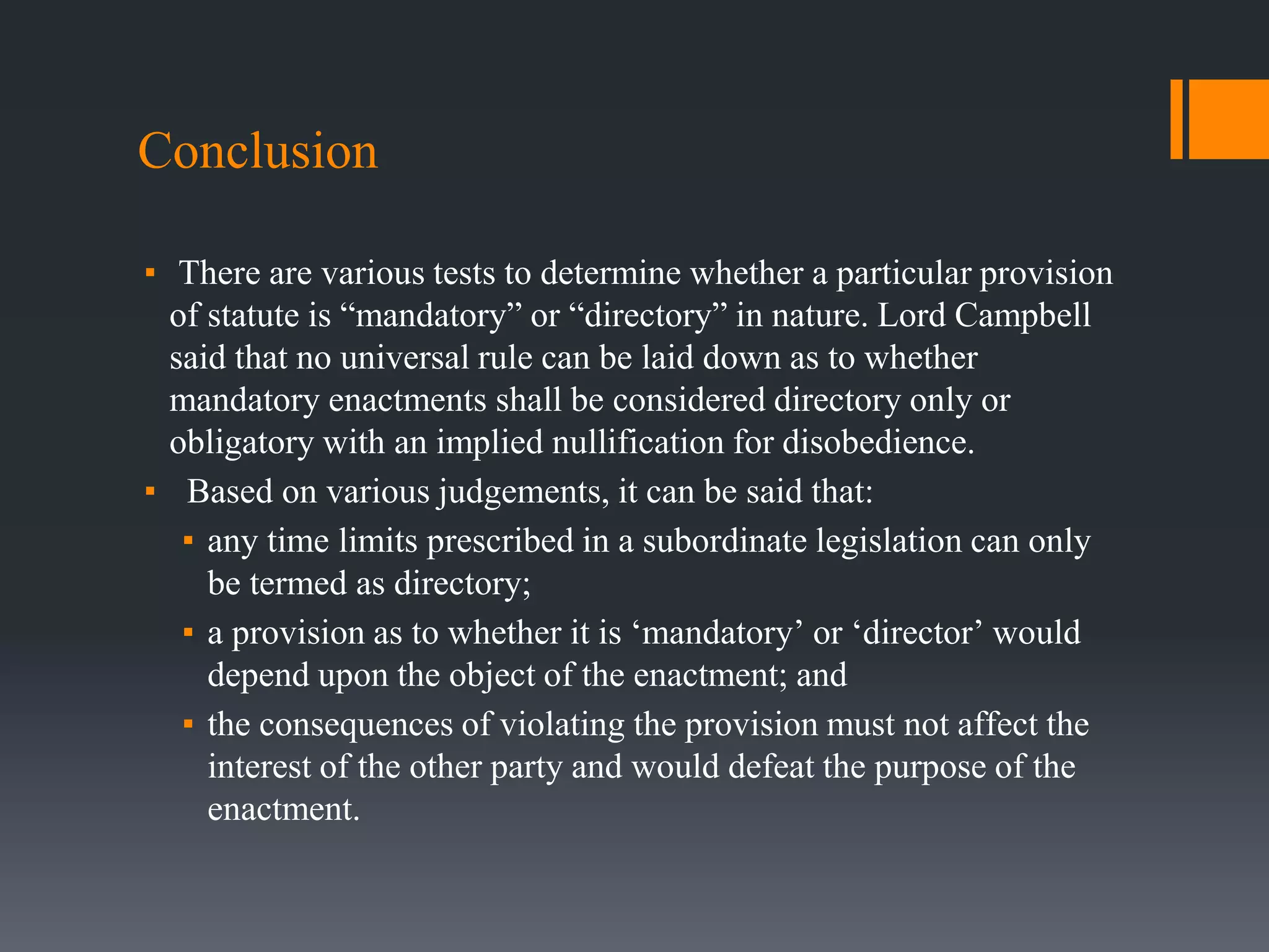 Mandatory and directory provisions | PPTX