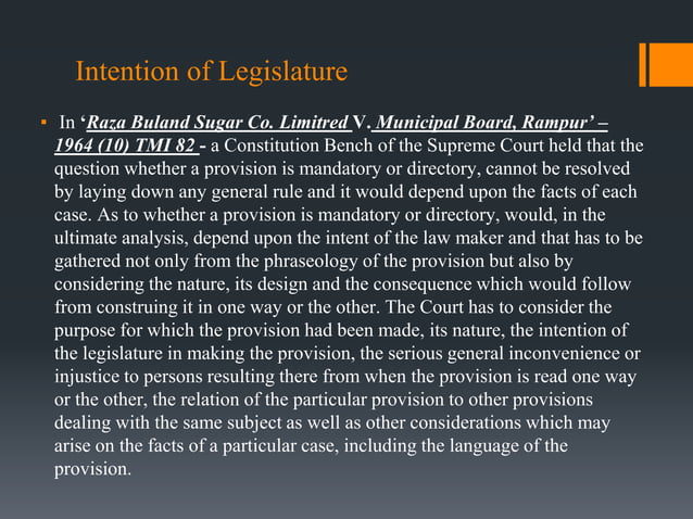 Mandatory and directory provisions | PPTX | Law