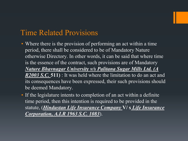 Mandatory and directory provisions | PPTX | Law