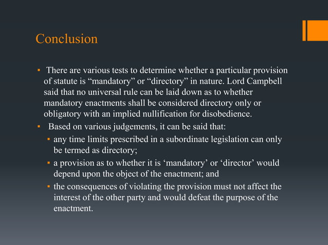 Mandatory and directory provisions | PPTX | Law