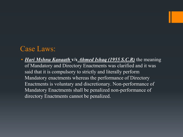 Mandatory and directory provisions | PPTX | Law