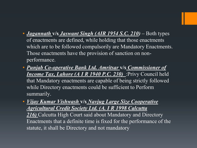 Mandatory and directory provisions | PPTX | Law