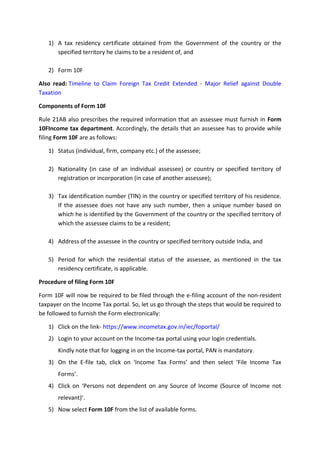 Mandatory E-Filing of Form 10F – A Challenge for Non-Resident Assesses ...