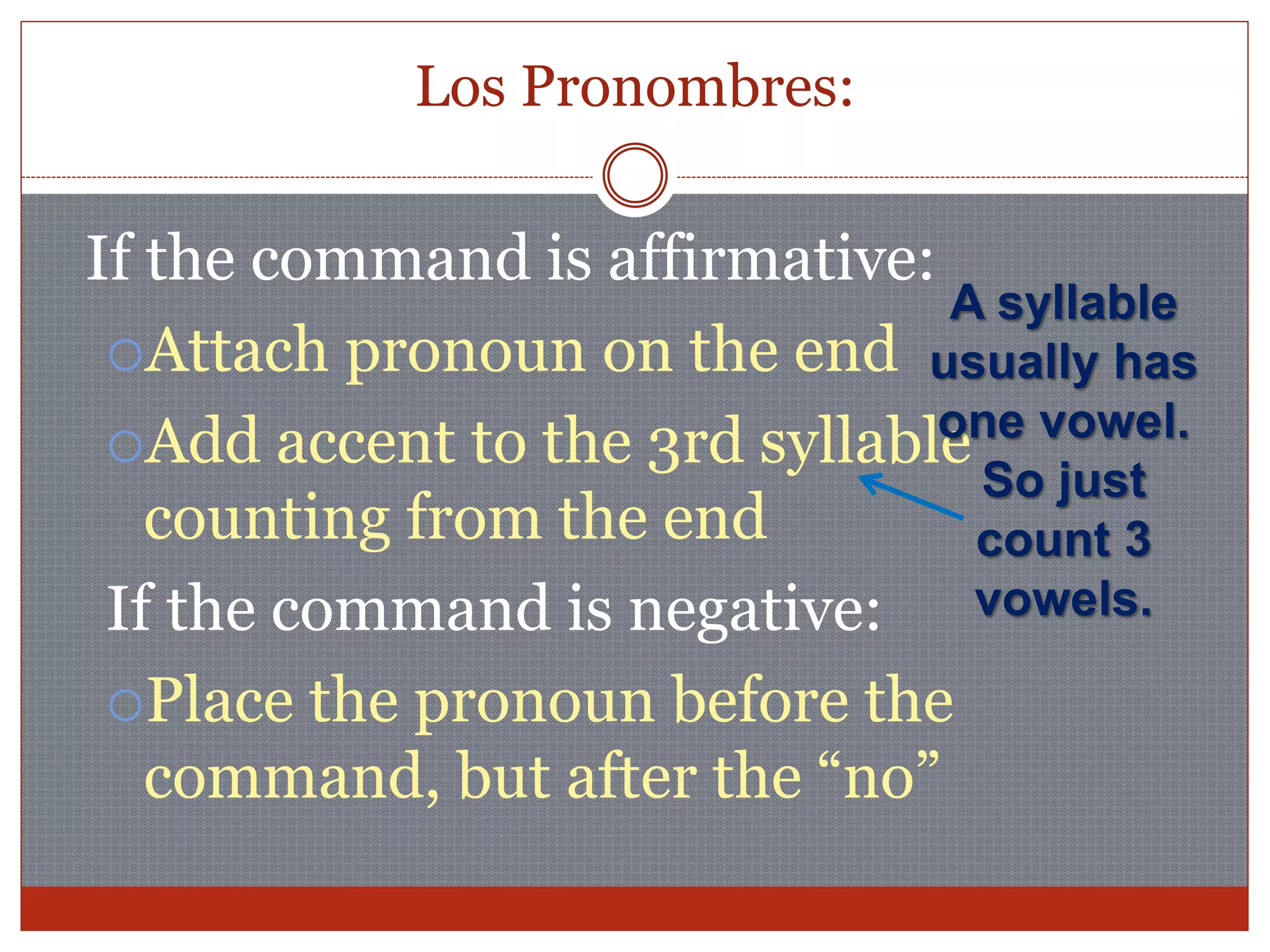Mandatos familiares con pronombres notes | PPT