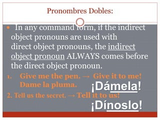 Mandatos familiares con pronombres notes | PPT