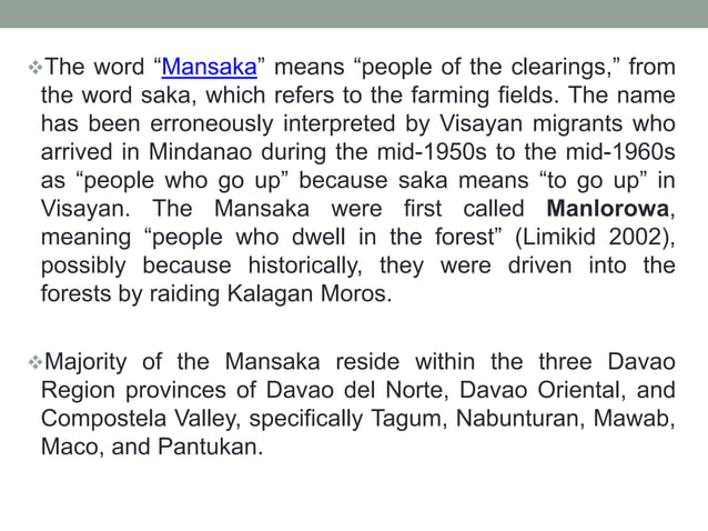 Indigenous Tribe-MANDAYA, MANSAKA, TIRURAY.pptx