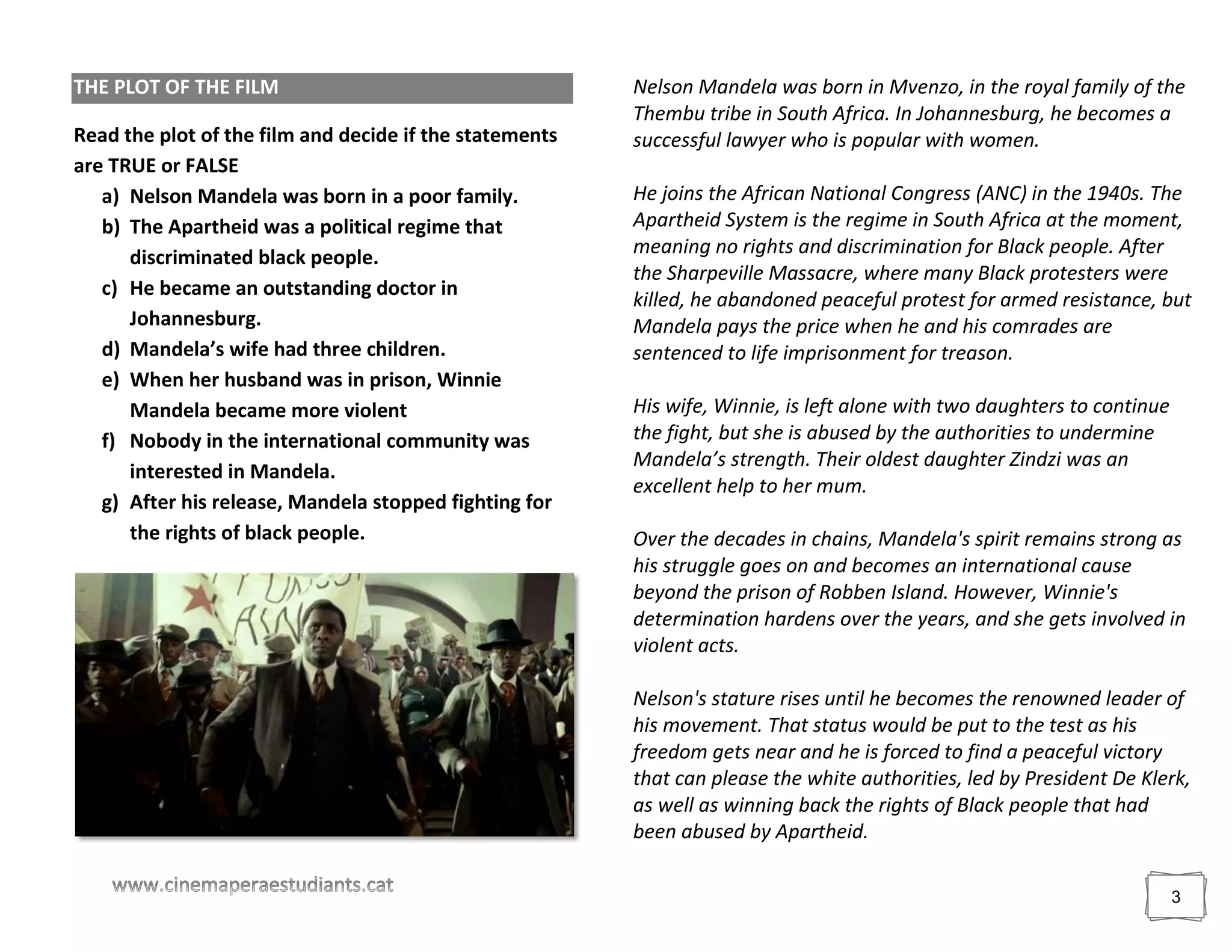 MANDELA, LONG WALK TO FREEDOM- FILM ACTIVITY PACK | PDF